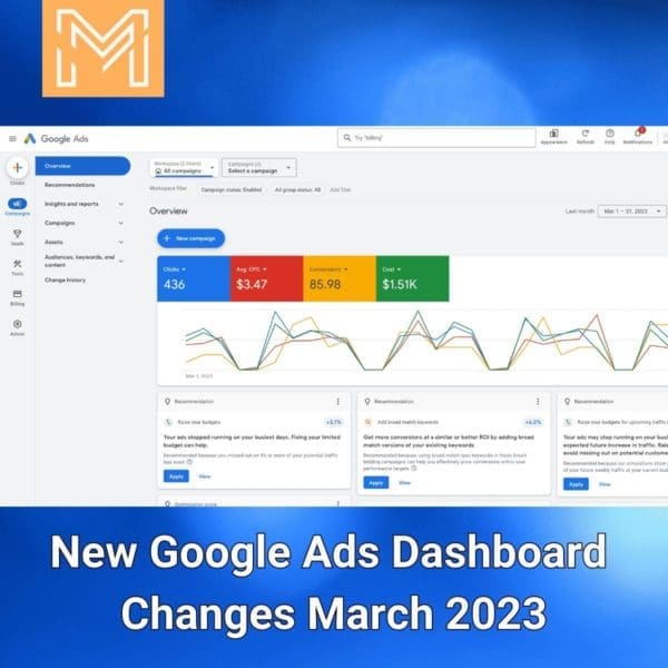 New Google Ads Dashboard 2023 | McElligott Digital Marketing